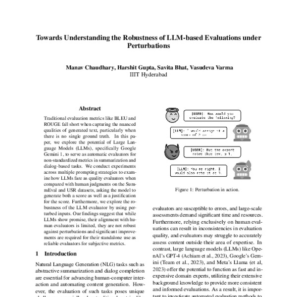Towards Understanding the Robustness of LLM-based Evaluations under Perturbations - ACL Anthology