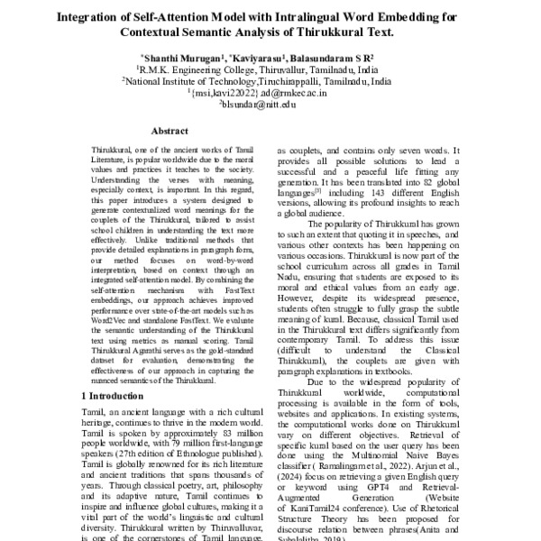 Integration of Self-Attention Model with Intralingual Word Embedding for Contextual Semantic ...