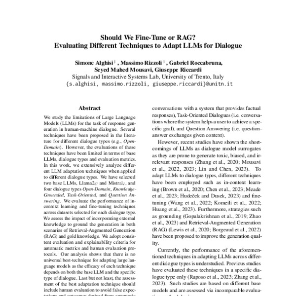 Should We Fine-Tune or RAG? Evaluating Different Techniques to Adapt ...