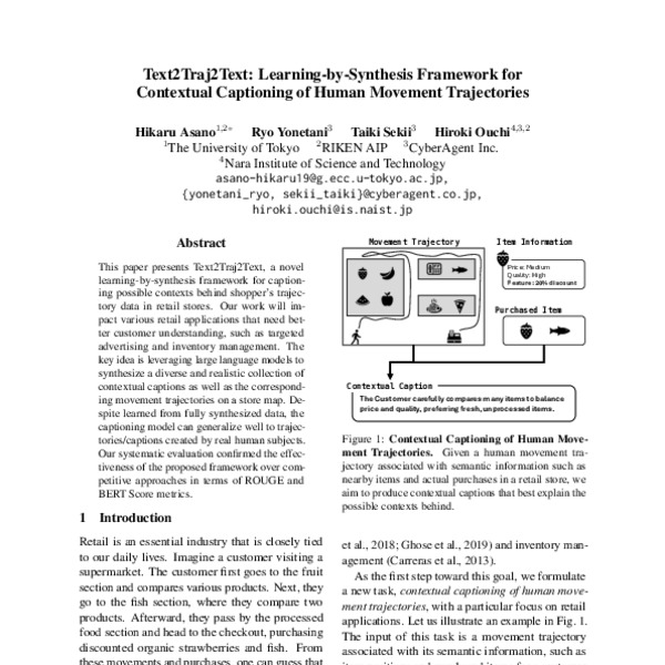 Text2Traj2Text: Learning-by-Synthesis Framework for Contextual Captioning of Human Movement ...