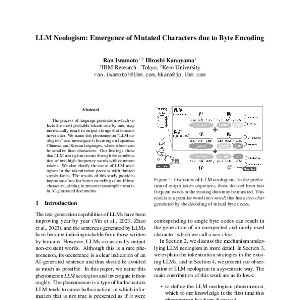 LLM Neologism: Emergence of Mutated Characters due to Byte Encoding - ACL Anthology