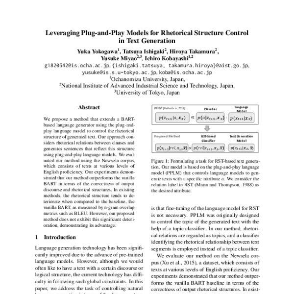 Leveraging Plug-and-Play Models for Rhetorical Structure Control in Text Generation - ACL Anthology