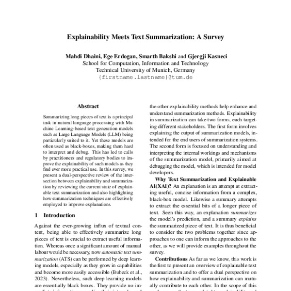 Explainability Meets Text Summarization: A Survey - ACL Anthology