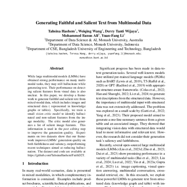 Generating Faithful and Salient Text from Multimodal Data - ACL Anthology