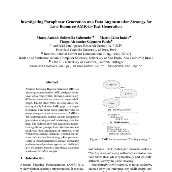 Investigating Paraphrase Generation as a Data Augmentation Strategy for Low-Resource AMR-to-Text ...