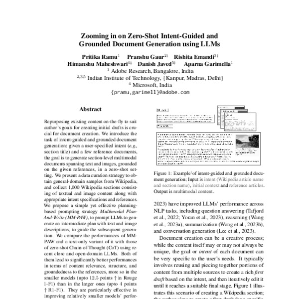 Zooming in on Zero-Shot Intent-Guided and Grounded Document Generation using LLMs - ACL Anthology