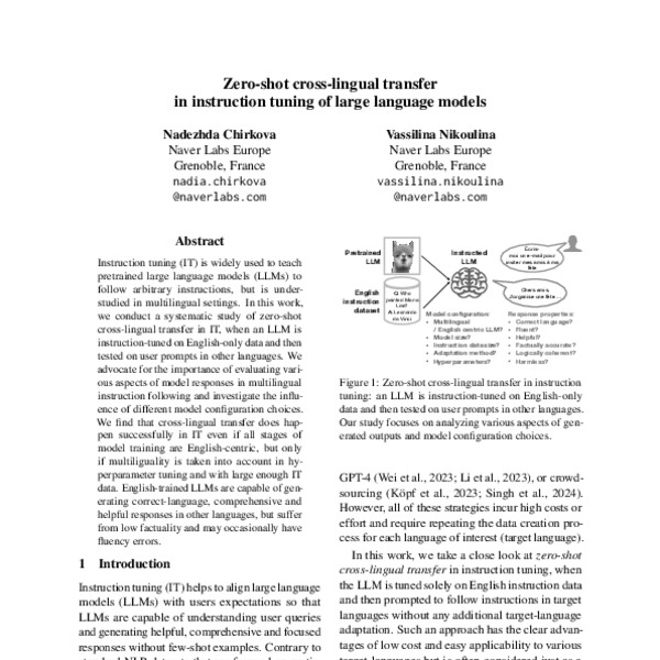 Zero-shot cross-lingual transfer in instruction tuning of large language models - ACL Anthology