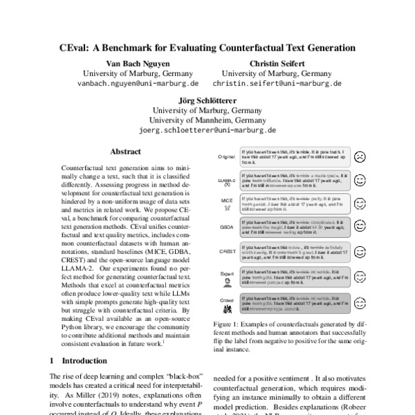 CEval: A Benchmark for Evaluating Counterfactual Text Generation - ACL Anthology