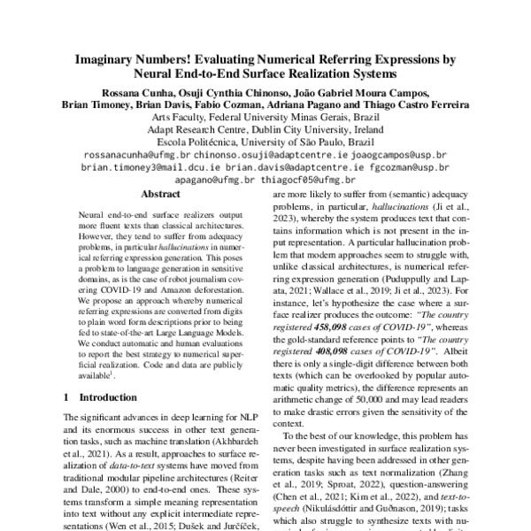Imaginary Numbers Evaluating Numerical Referring Expressions By Neural End To End Surface