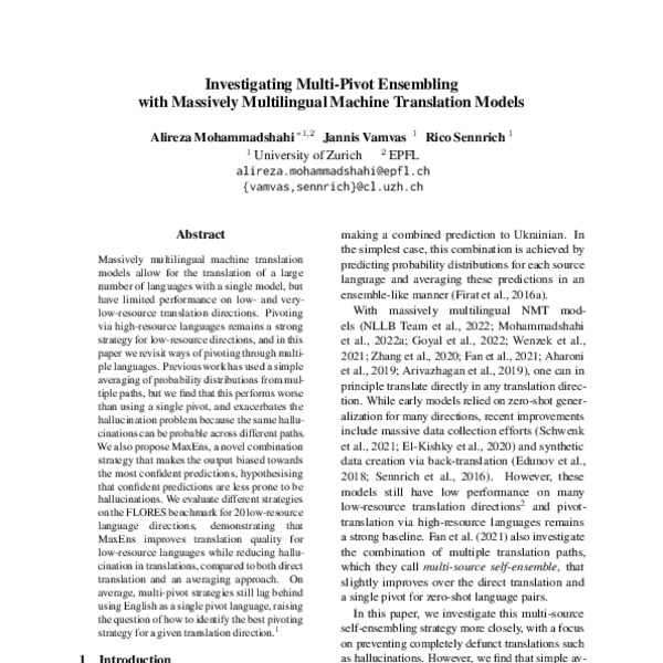 Investigating Multi-Pivot Ensembling with Massively Multilingual Machine Translation Models ...