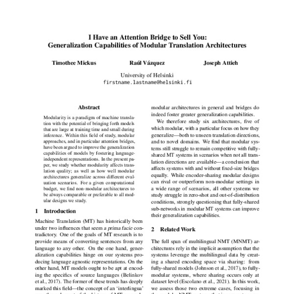 I Have an Attention Bridge to Sell You: Generalization Capabilities of Modular Translation ...