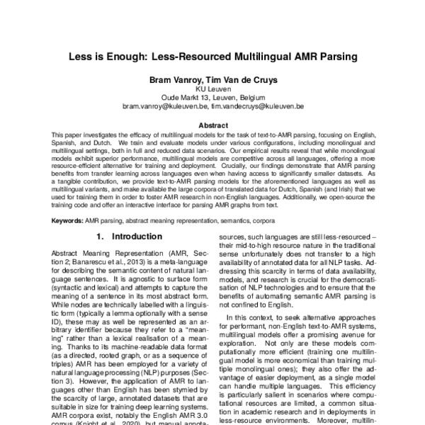 Less is Enough: Less-Resourced Multilingual AMR Parsing - ACL Anthology