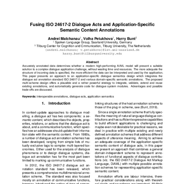 Fusing ISO 24617-2 Dialogue Acts and Application-Specific Semantic Content Annotations - ACL ...