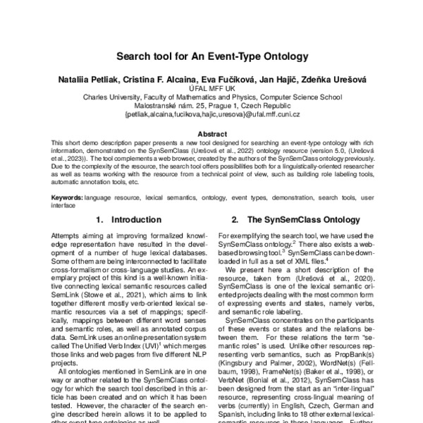 Search tool for An Event-Type Ontology - ACL Anthology