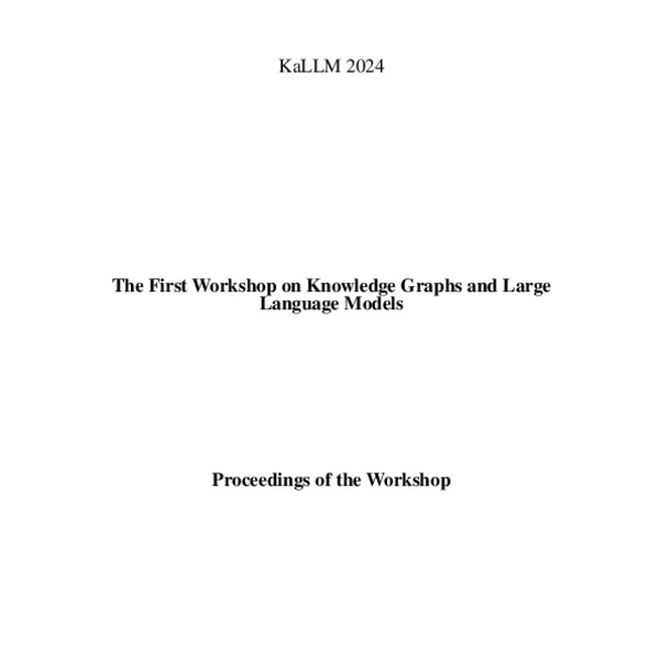 Proceedings of the 1st Workshop on Knowledge Graphs and Large Language ...
