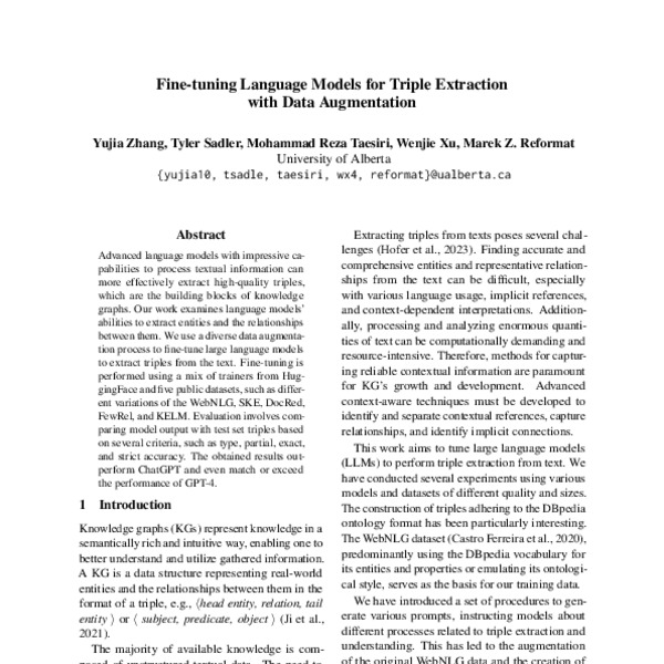 Fine-tuning Language Models for Triple Extraction with Data Augmentation - ACL Anthology
