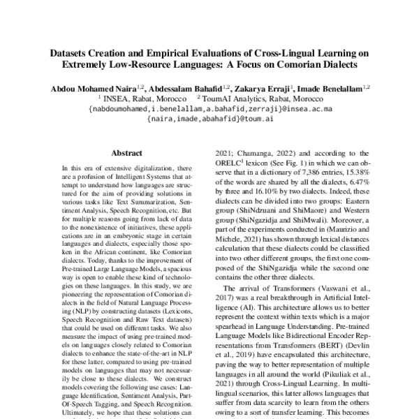 Datasets Creation and Empirical Evaluations of Cross-Lingual Learning on Extremely Low-Resource ...