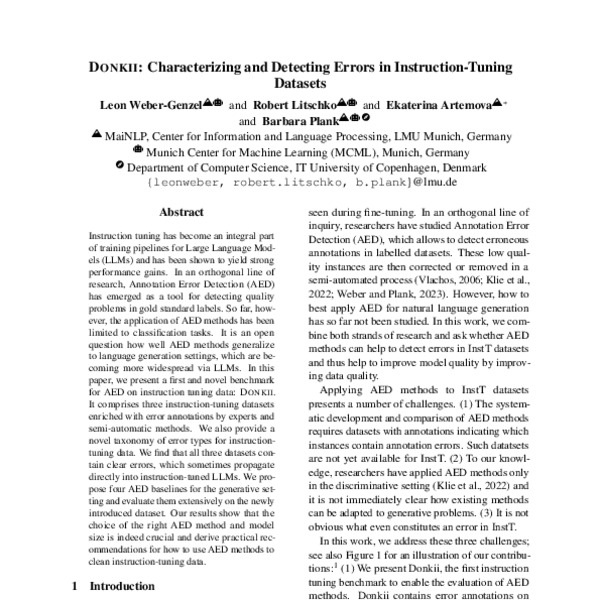 Donkii: Characterizing and Detecting Errors in Instruction-Tuning Datasets - ACL Anthology