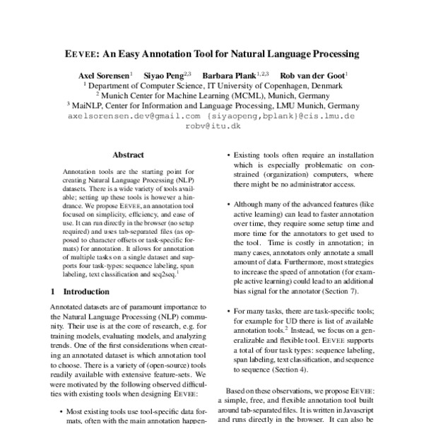 EEVEE: An Easy Annotation Tool for Natural Language Processing - ACL Anthology