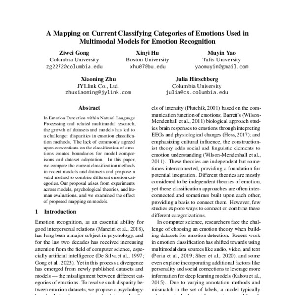 A Mapping on Current Classifying Categories of Emotions Used in ...