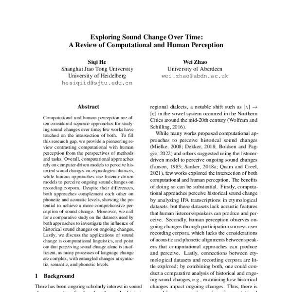 Exploring Sound Change Over Time: A Review of Computational and Human ...