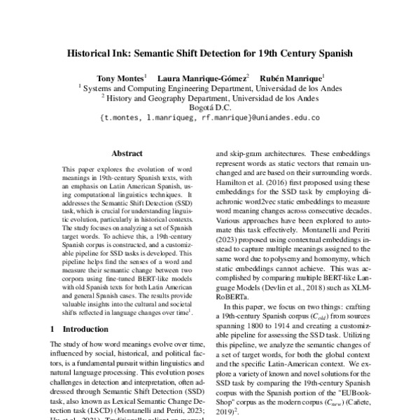 Historical Ink: Semantic Shift Detection for 19th Century Spanish - ACL Anthology