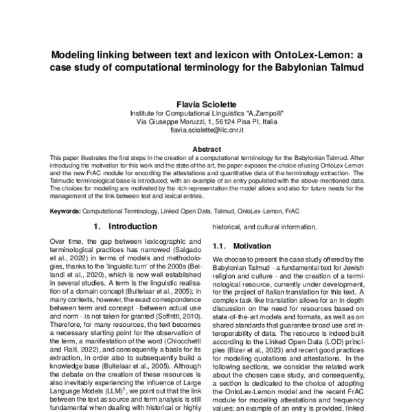 Modeling linking between text and lexicon with OntoLex-Lemon: a case ...