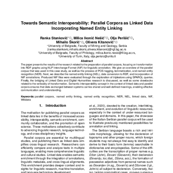 Towards Semantic Interoperability Parallel Corpora As Linked Data
