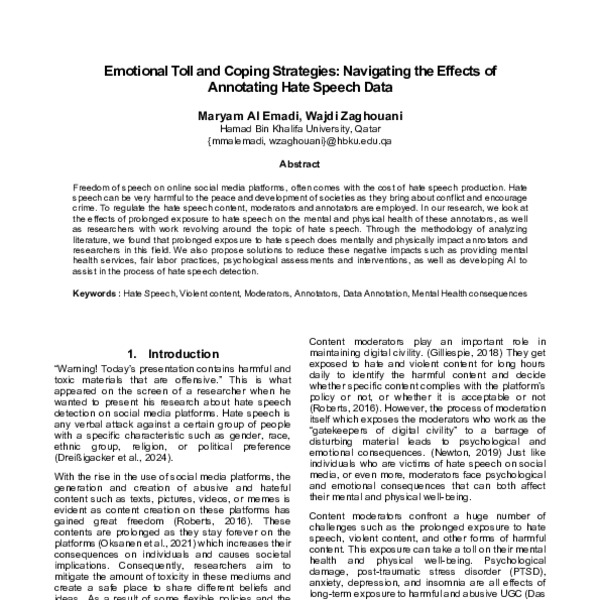 Emotional Toll and Coping Strategies: Navigating the Effects of Annotating Hate Speech Data ...