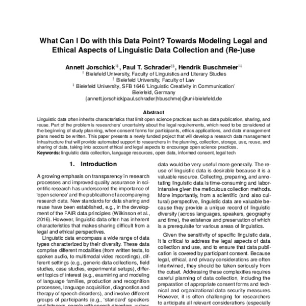 What Can I Do with this Data Point? Towards Modeling Legal and Ethical ...