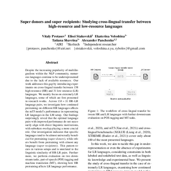 Super donors and super recipients: Studying cross-lingual transfer between high-resource and low ...