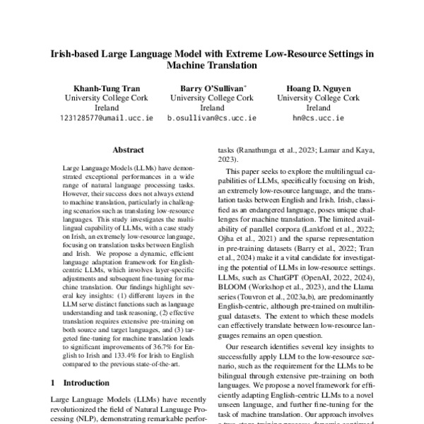 Irish-based Large Language Model with Extreme Low-Resource Settings in Machine Translation - ACL ...