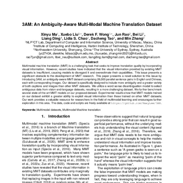 3AM: An Ambiguity-Aware Multi-Modal Machine Translation Dataset - ACL ...