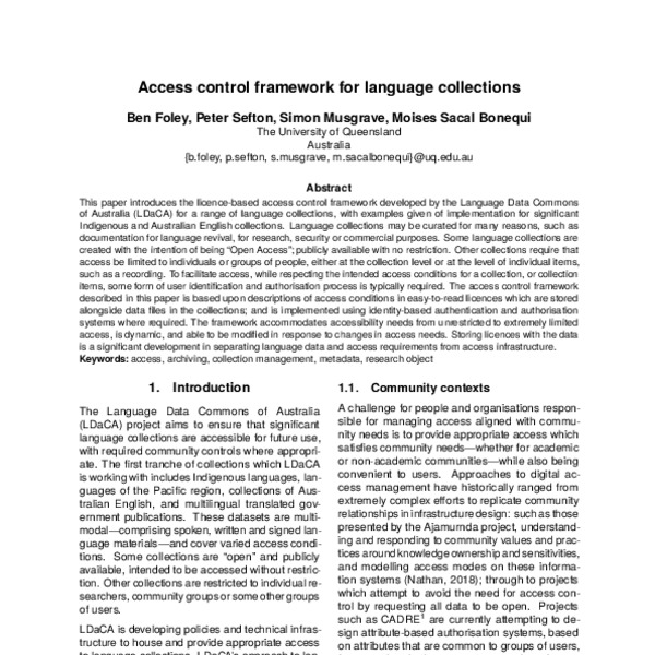 Access Control Framework for Language Collections - ACL Anthology