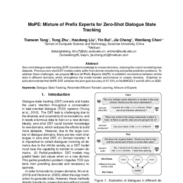MoPE: Mixture of Prefix Experts for Zero-Shot Dialogue State Tracking - ACL Anthology
