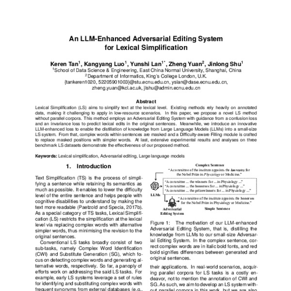 An LLM-Enhanced Adversarial Editing System for Lexical Simplification - ACL Anthology
