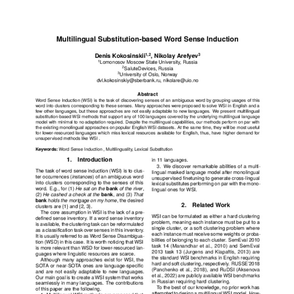 Multilingual Substitution-based Word Sense Induction - ACL Anthology