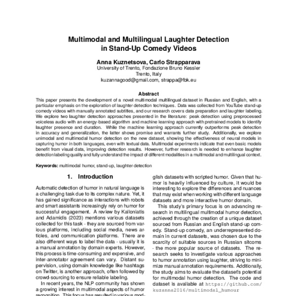 Multimodal and Multilingual Laughter Detection in Stand-Up Comedy ...