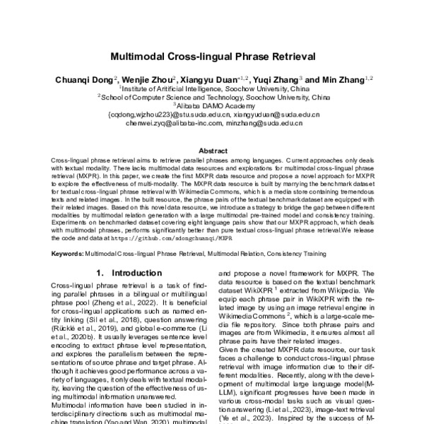 Multimodal Cross-lingual Phrase Retrieval - ACL Anthology