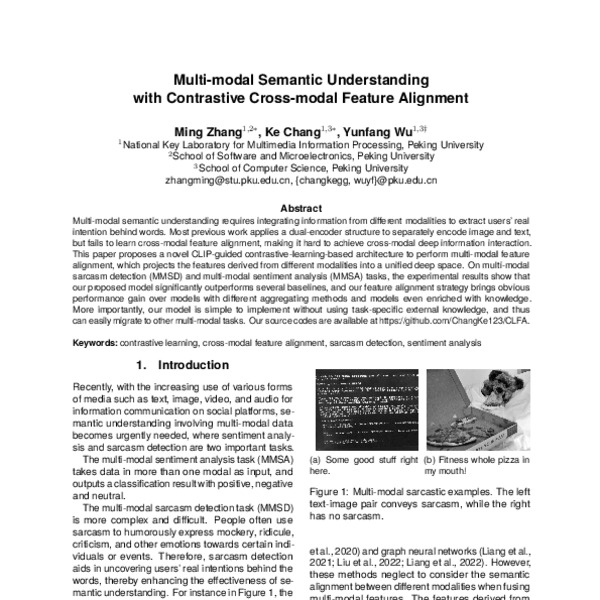 Multi Modal Semantic Understanding With Contrastive Cross Modal Feature