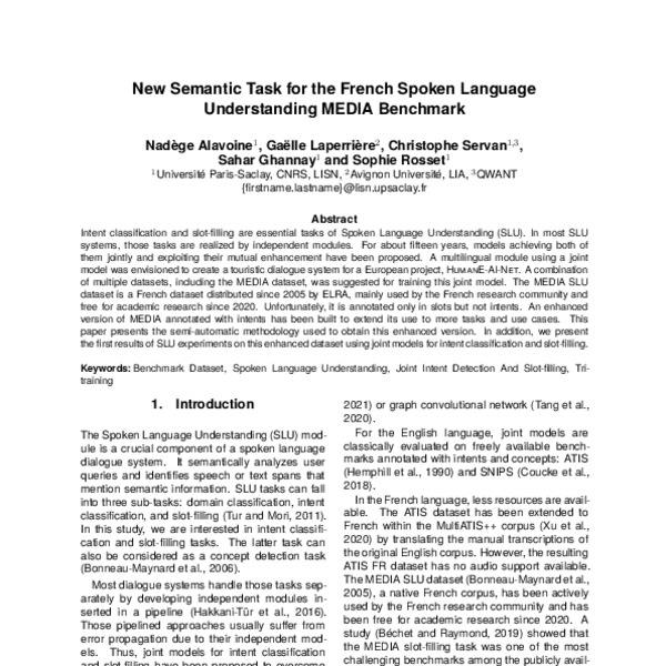 New Semantic Task for the French Spoken Language Understanding MEDIA Benchmark - ACL Anthology