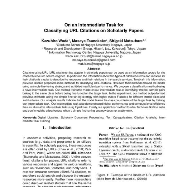 On an Intermediate Task for Classifying URL Citations on Scholarly ...