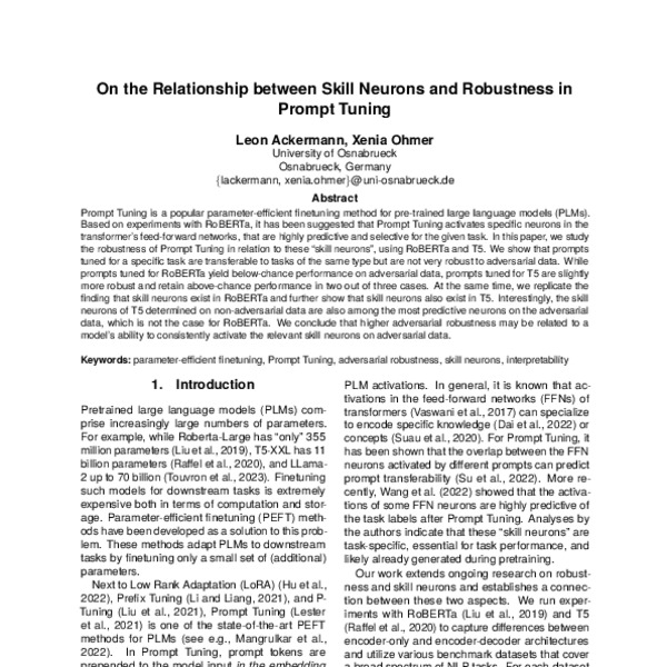 On the Relationship between Skill Neurons and Robustness in Prompt Tuning - ACL Anthology