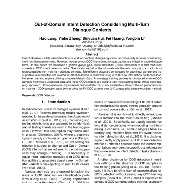 Out-of-Domain Intent Detection Considering Multi-Turn Dialogue Contexts ...