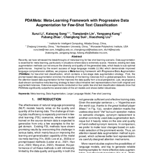 PDAMeta: Meta-Learning Framework with Progressive Data Augmentation for Few-Shot Text ...