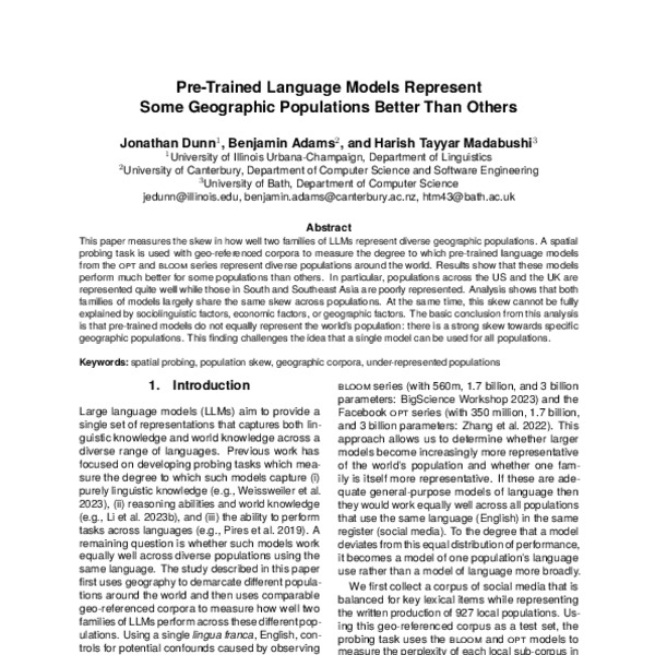 Pre-Trained Language Models Represent Some Geographic Populations ...