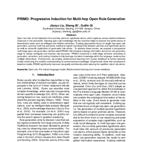 PRIMO: Progressive Induction for Multi-hop Open Rule Generation - ACL Anthology