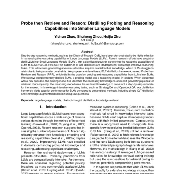 Probe Then Retrieve and Reason: Distilling Probing and Reasoning Capabilities into Smaller ...