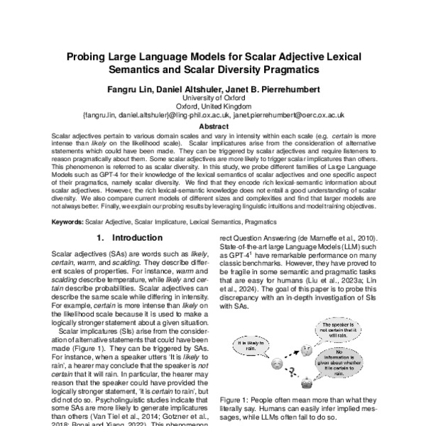 Probing Large Language Models for Scalar Adjective Lexical Semantics and Scalar Diversity ...