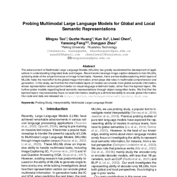 Probing Multimodal Large Language Models For Global And Local Semantic Representations Acl